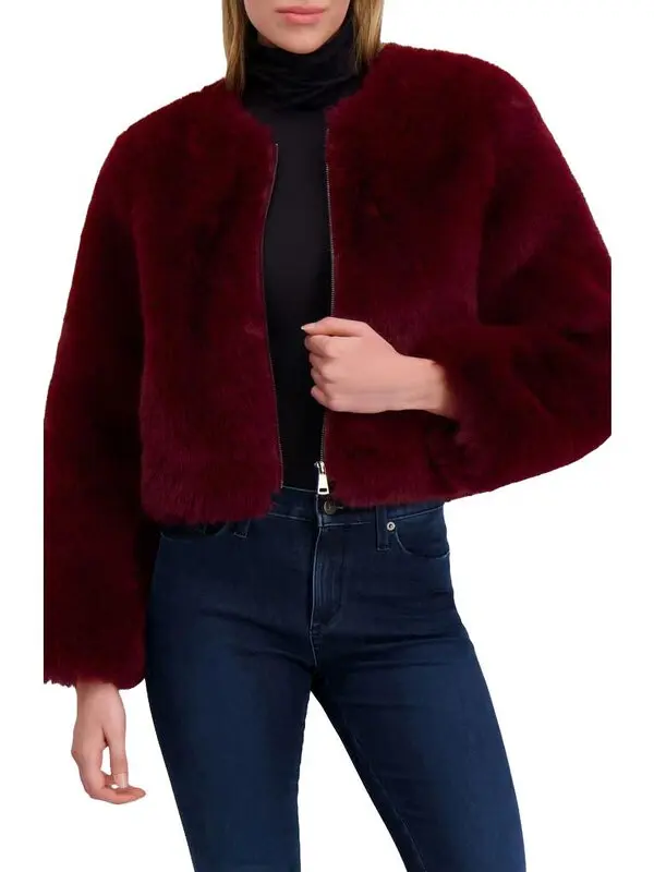 LYLA GRANT Fur-free Fox Bolero - Wine