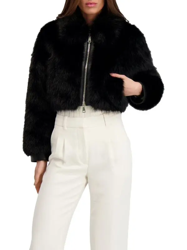 LYLA GRANT Fur-free Fox Bolero - Black/black