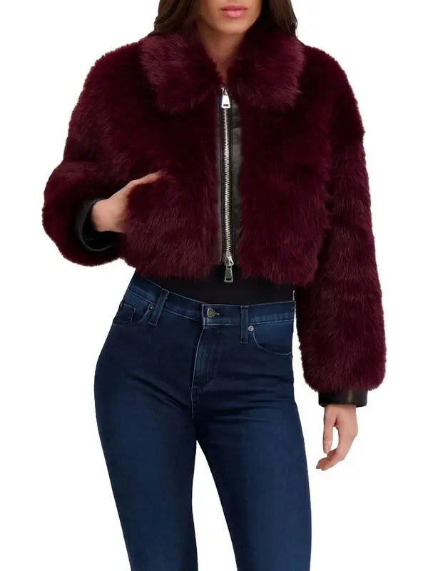 LYLA GRANT Fur-free Fox Bolero - Wine/black