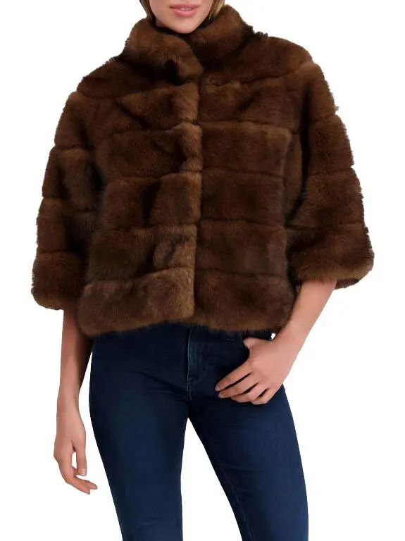 LYLA GRANT Fur-free Sable Jacket - Brown