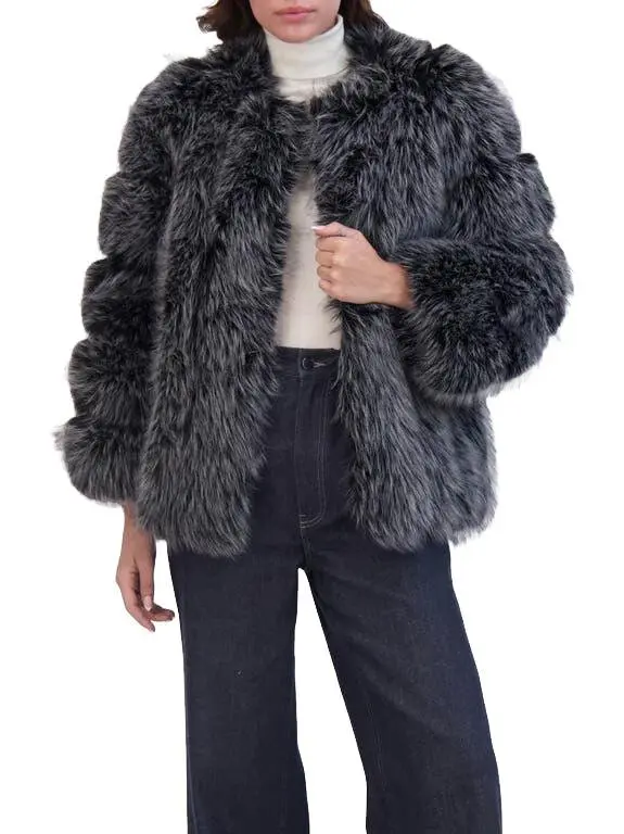 LYLA GRANT Fur-free Fox Short Jacket - Silver