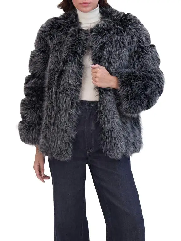 LYLA GRANT Fur-free Fox Short Jacket - Silver