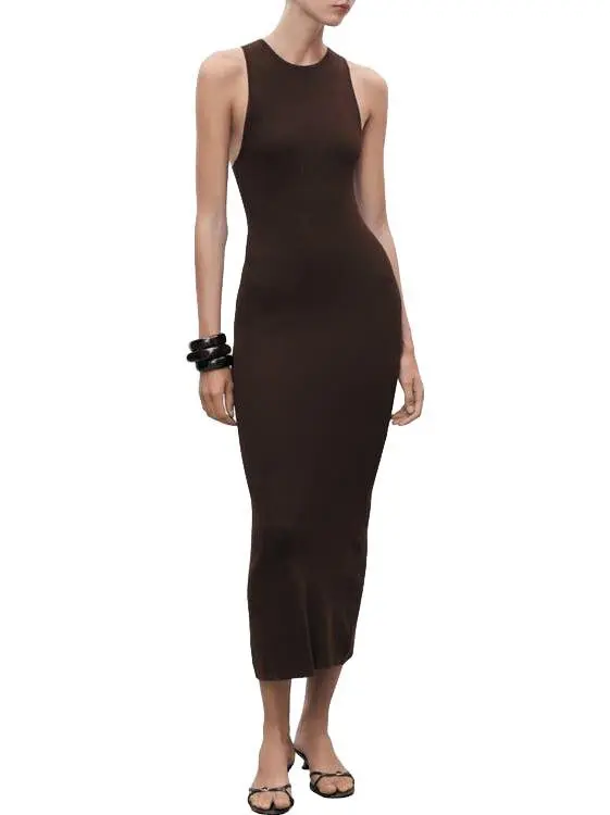 Mango Knit Body-con Maxi Dress - Chocolate