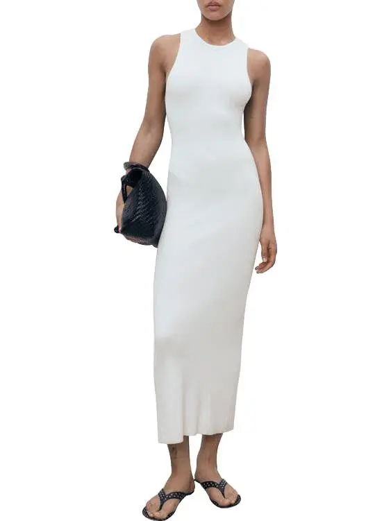 Mango Knit Body-con Maxi Dress - White