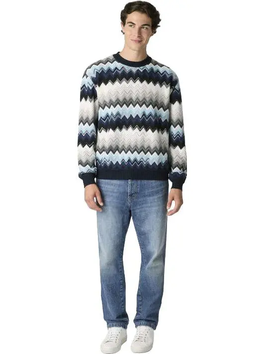 Missoni Crew Neck Sweater With Zigzag Pattern - Black & Blue