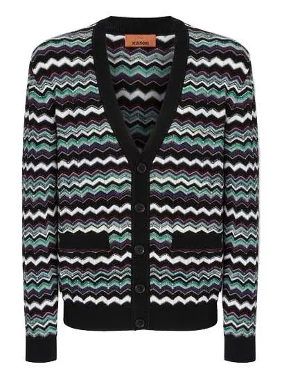 Missoni Wool-cotton Blend Zigzag Cardigan - Blue & Green