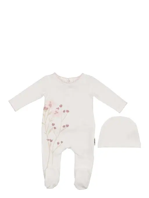 MANIÈRE Blooming Bouquet Footie & Hat Set - Ivory