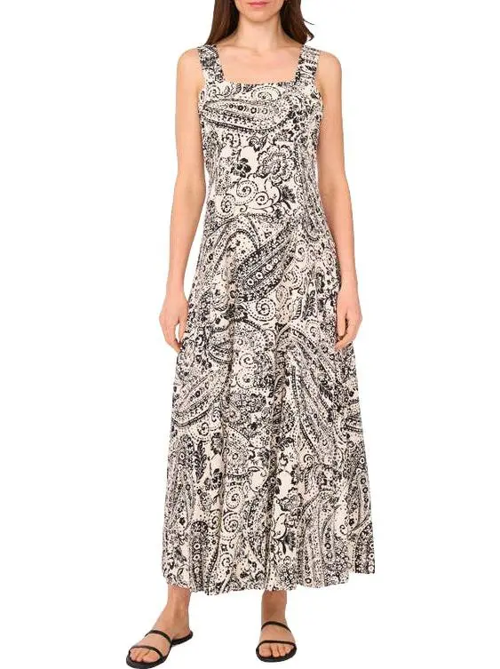 Vince Camuto Floral Paisley Tiered Maxi Dress - Rich Black