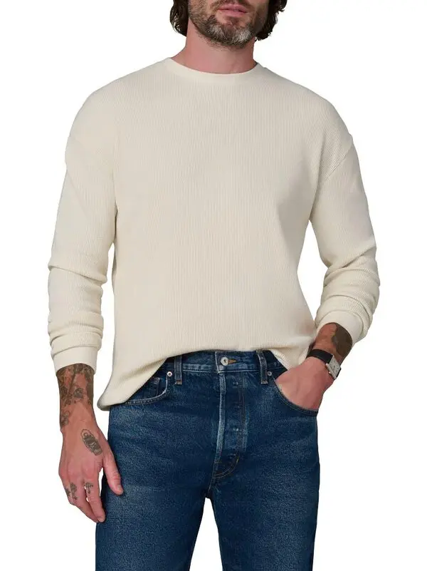 Joe's Jeans Waffle Monogram Long Sleeve T-shirt - Ecru