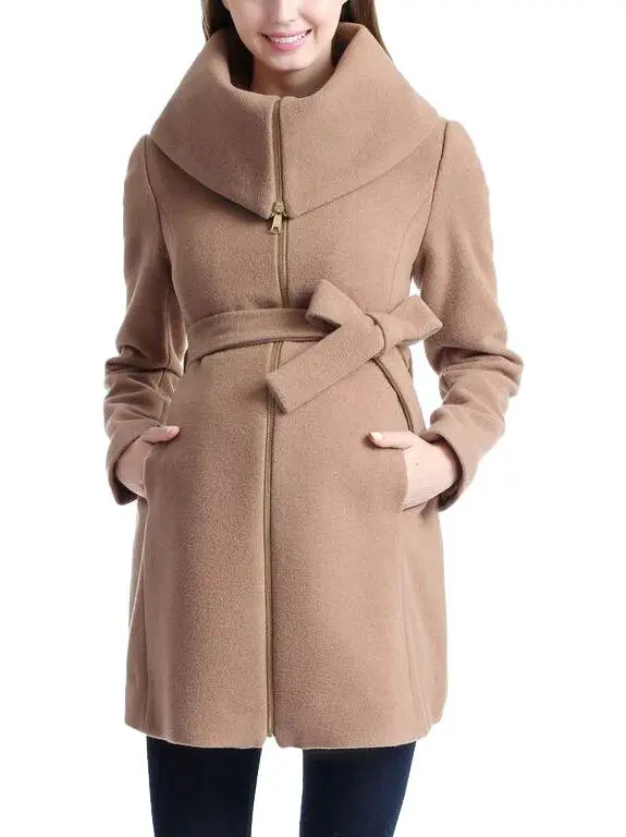 KIMI + KAI Mia Maternity Wool Coat - Camel