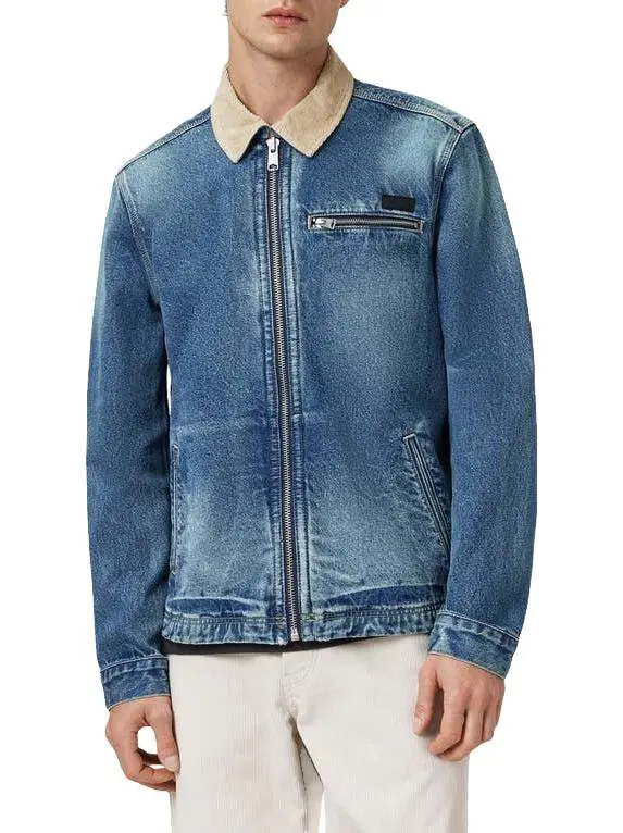 ALLSAINTS Rothwell Zip Denim Jacket - Washed Indigo