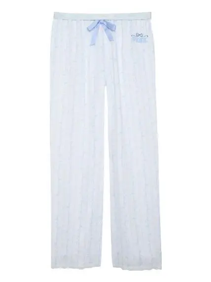 Pink X Loveshackfancy Silky Sleep Pants - Logo Mania Blue
