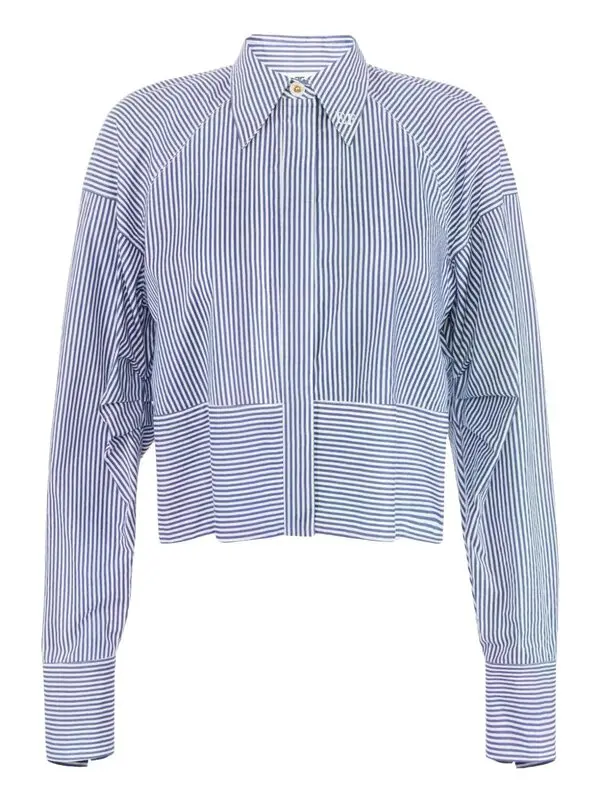 Elisabetta Franchi Striped Cropped Shirt - Blue