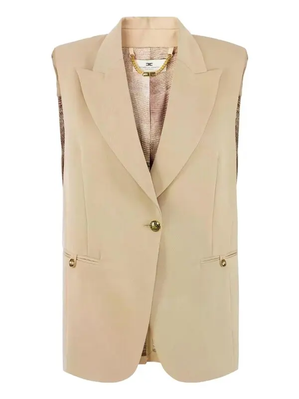 Elisabetta Franchi Embellished-button Sleeveless Waistcoat - Neutrals
