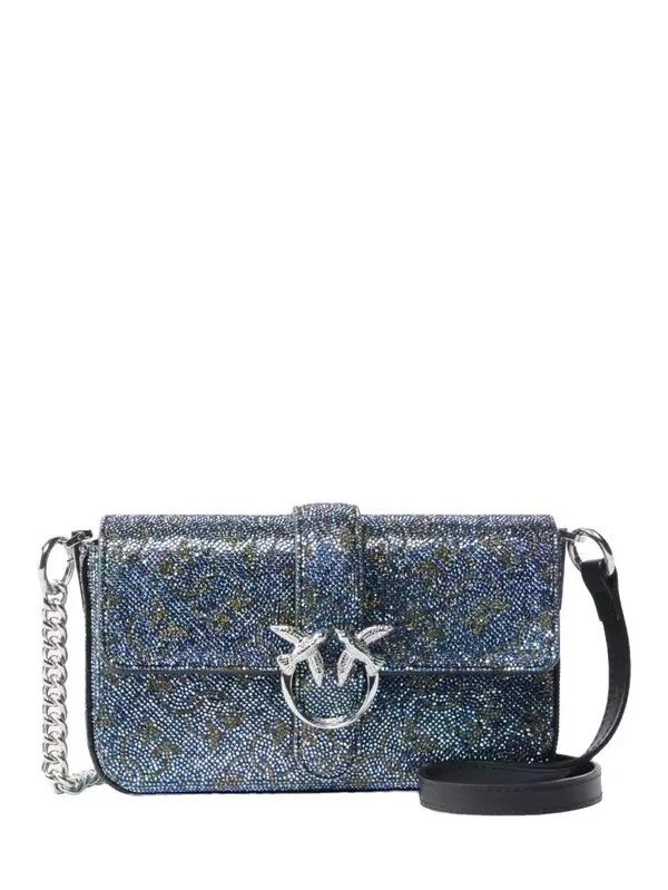 Pinko Mini Love Glitter Crossbody Bag - Blue
