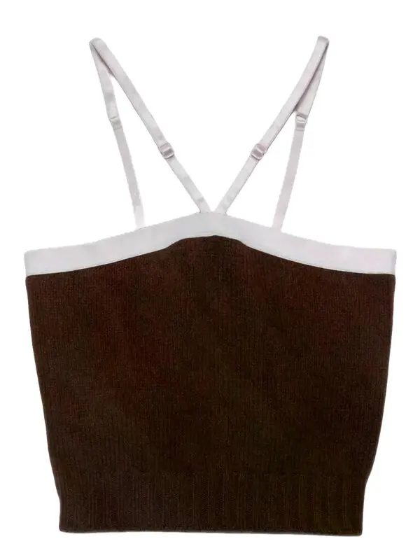 Prada Adjustable-straps Knitted Top - Brown