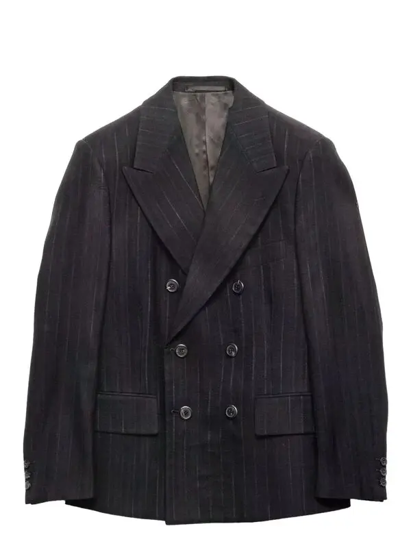 Prada Pinstripe Peak-lapel Jacket - Black