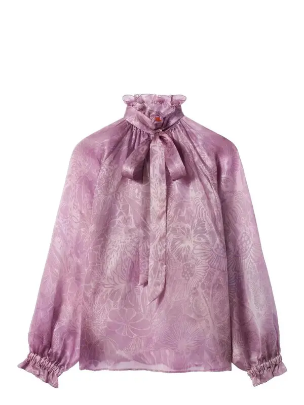 La DoubleJ Cerere Ruffled High-neck Blouse - Pink