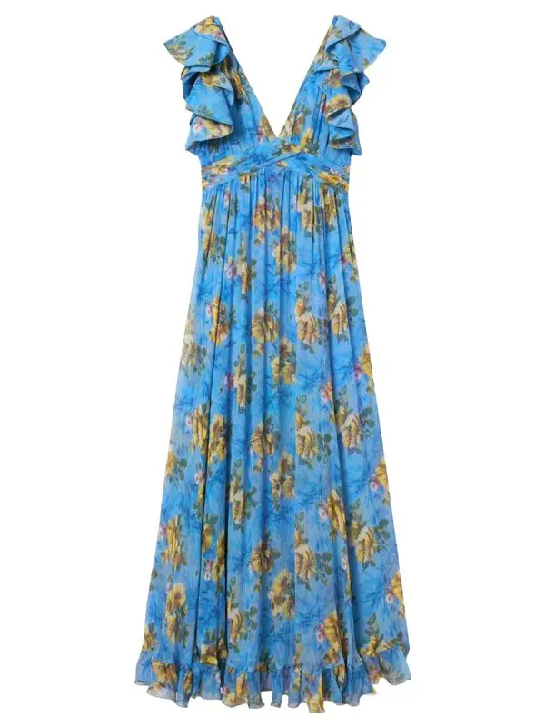La DoubleJ Floral-print Maxi Dress - Blue