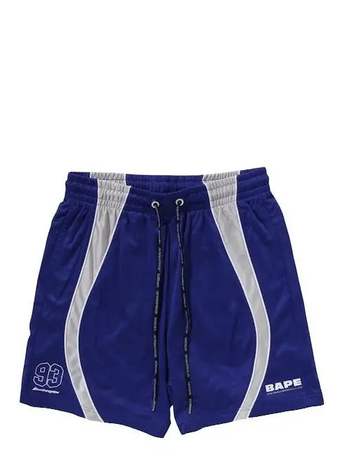 A BATHING APE Solid Camo Jacquard Logo Relaxed Fit Sweat Shorts - Blue