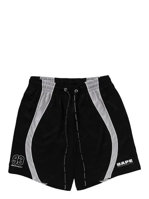 BAPE Solid Camo Jacquard Logo Relaxed Fit Sweat Shorts - Black