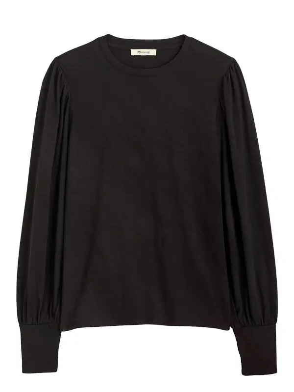 Madewell Smocked Long-sleeve Top - Jet Black