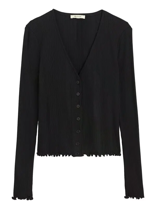 Madewell Lettuce-hem V-neck Cardigan - Jet Black