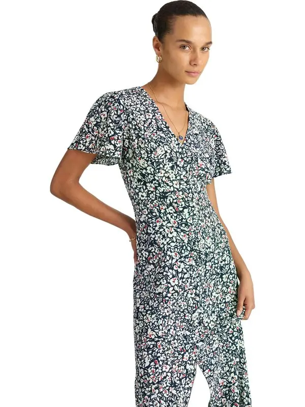 Madewell Floral Crepe Button-front Midi Dress - Amanda Floral Navy