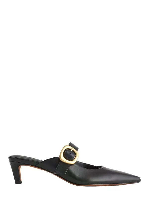 Madewell Leather Buckle-strap Mules - True Black