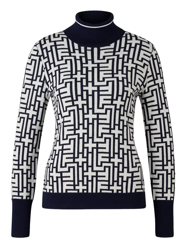 Bogner Jacquard Pullover - Dark Blue/white