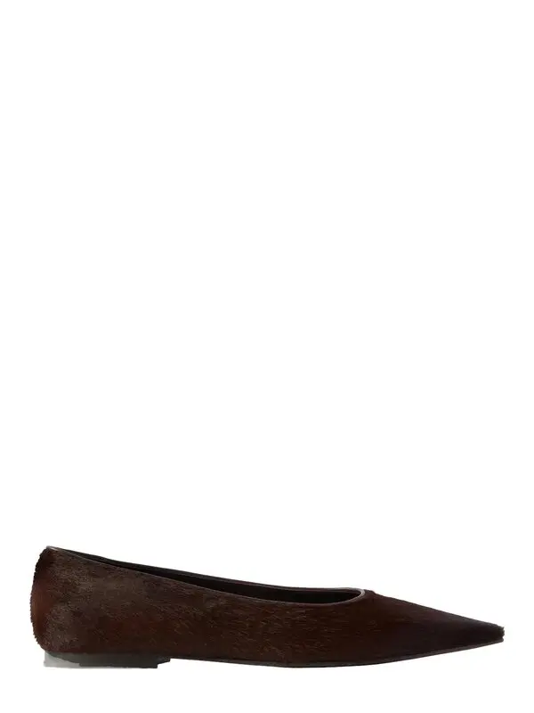 Brunello Cucinelli Leather-trimmed Calf Hair Point-toe Flats - Brown