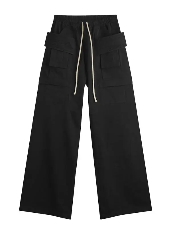 Rick Owens Creatch Wide Cargo Drawstring Pants - Black