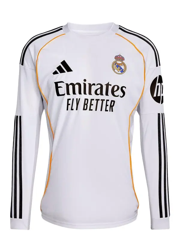 Adidas Real Madrid 25/26 Long Sleeve Home Jersey - White