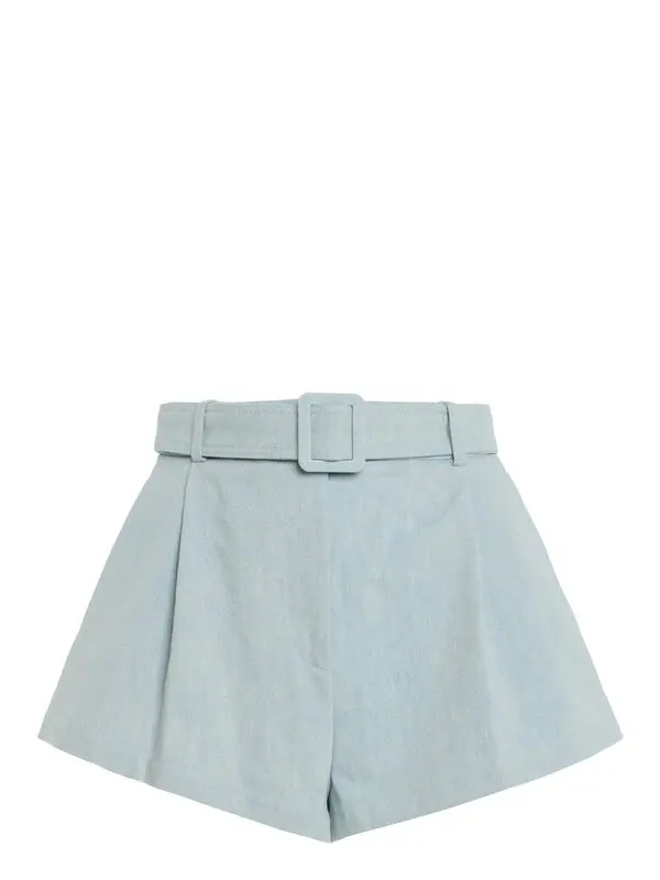 Françoise Belted Cotton Shorts - Medium Wash