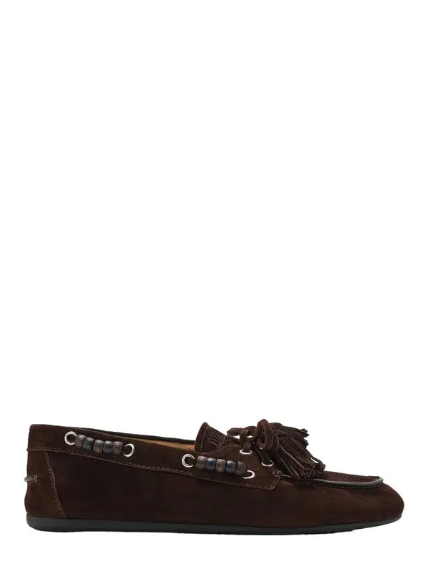 Miu Miu Tasseled Suede Loafers - Brown