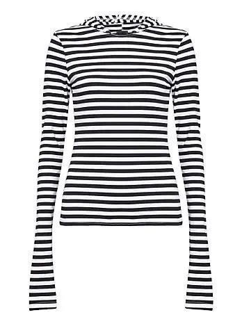 NIIHAI Striped Cotton-jersey Hood Top - Black And White