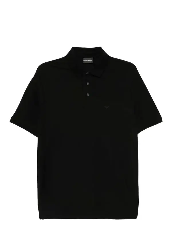 Emporio Armani Logo-embroidered Cotton Polo Shirt - Black
