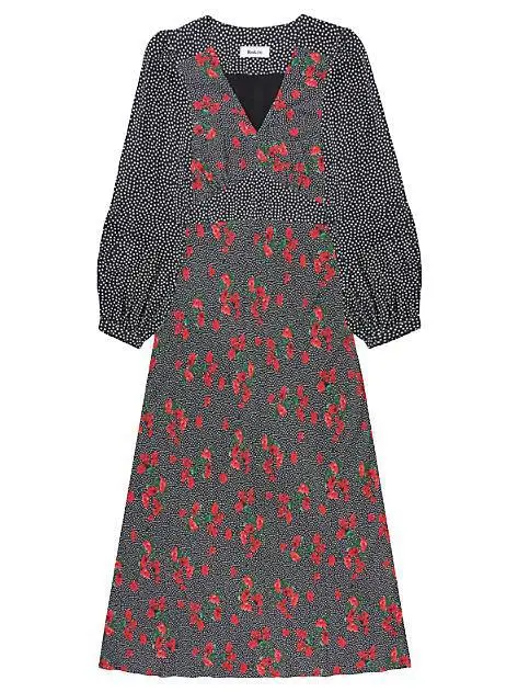 RO&ZO Floral And Spot Print Woven Midaxi Dress - Red