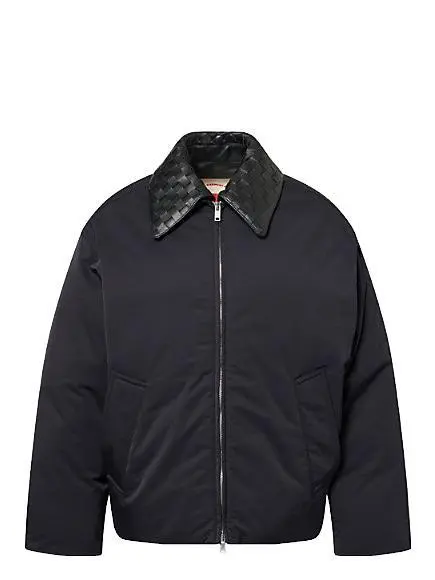 Bottega Veneta Intrecciato-collar Woven Puffer Jacket - Black