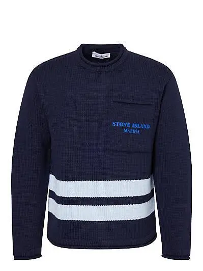 Stone Island Marina Long-sleeve Wool Jumper - Navy Blue