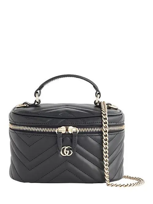Gucci Gg Marmont Leather Mini Vanity Shoulder Bag - Black/black