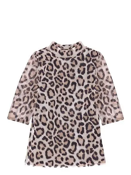RO&ZO Leopard Print Mesh Top - Brown