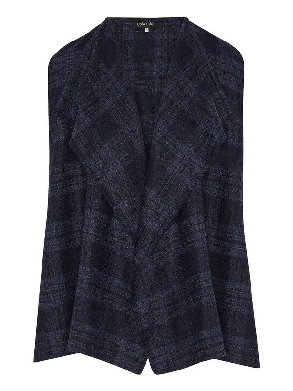 Eskandar A-line Drape Front Waistcoat - Navy