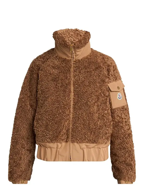 Moncler Coligny Teddy Short Down Jacket - Brown