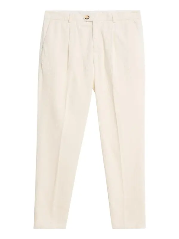 Brunello Cucinelli Wide Wale Corduroy Single Pleat Trousers - C6007 English White