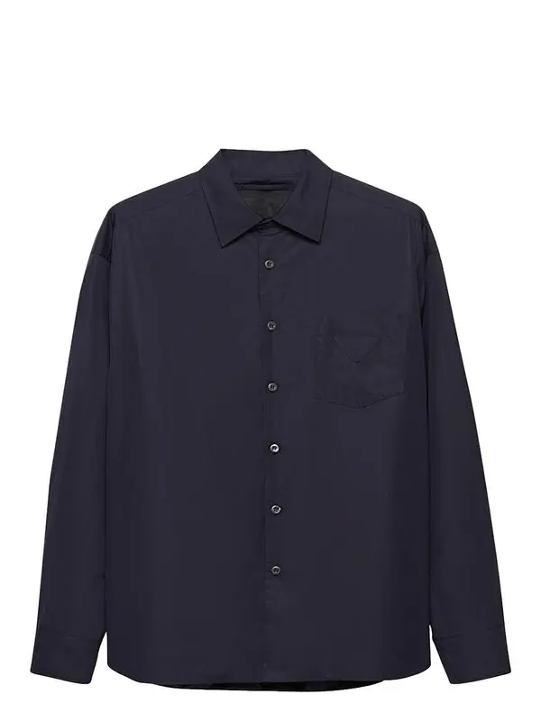 Prada Poplin Triangle-pocket Sport Shirt - Blu