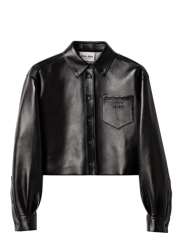 Miu Miu Leather Shirt Jacket - Nero