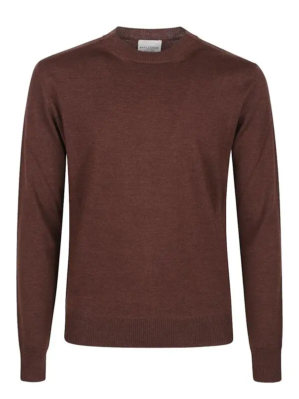 BALLANTYNE Plain Round Neck Sweater - Brown