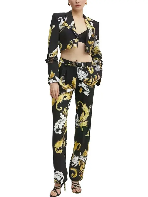 Versace Baroque-print Cropped Top - Black
