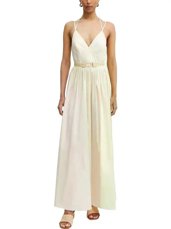 TWINSET V-neck Pleated Maxi Dress - Neutrals